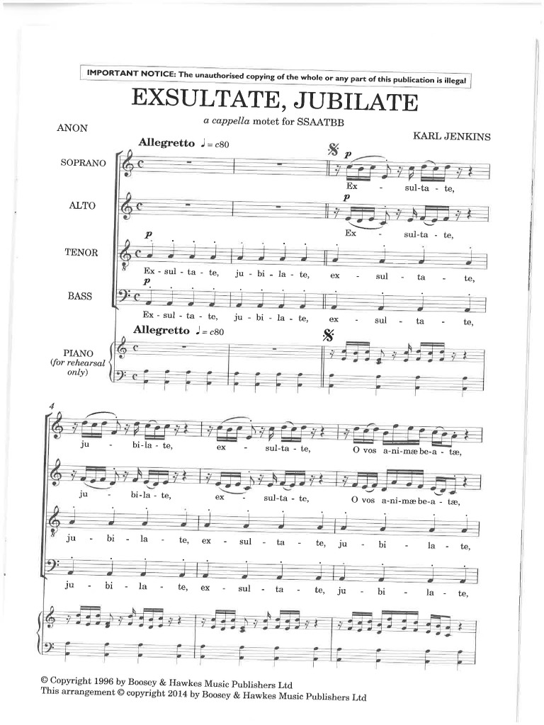 Jenkins: Exsultate Jubilate | PDF