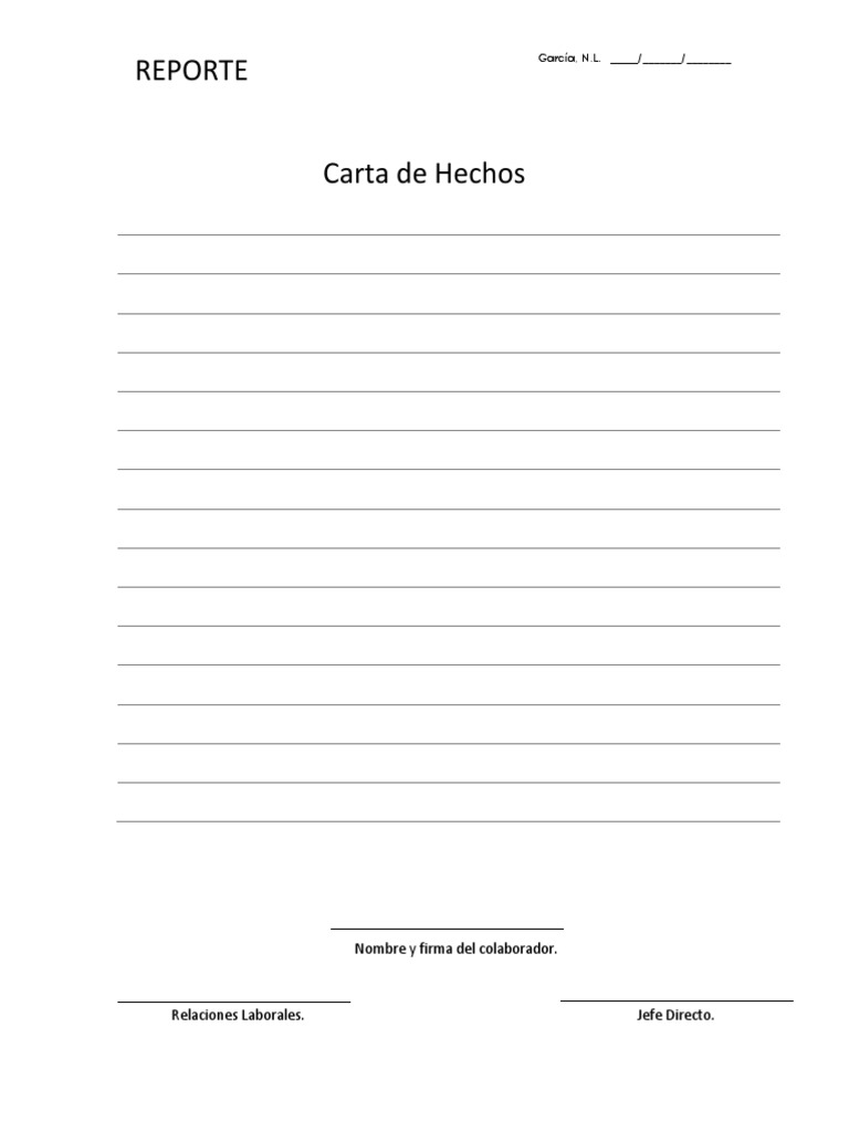 Formato Carta de Hechos | PDF