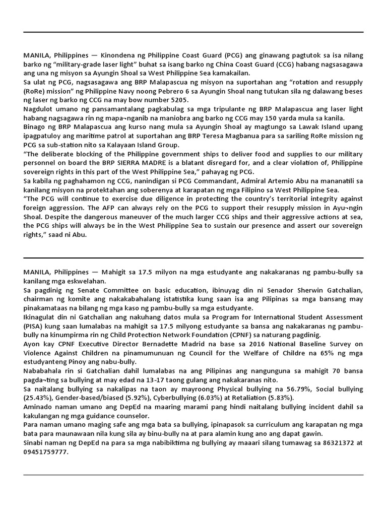 Filipino Headlining | PDF