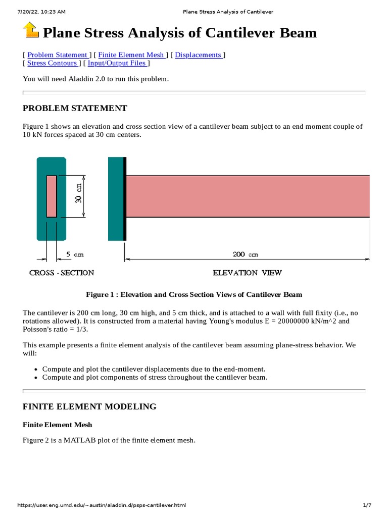 Cantilever Beam Stress Analysis | PDF | Finite Element Method | Stress ...