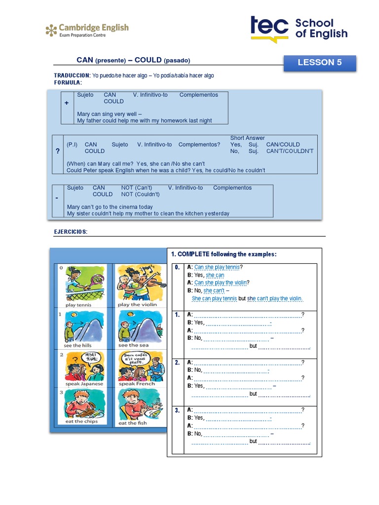 Lesson 5 Can Could | PDF