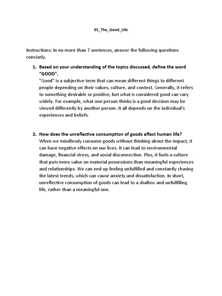 05 The Good Life | PDF