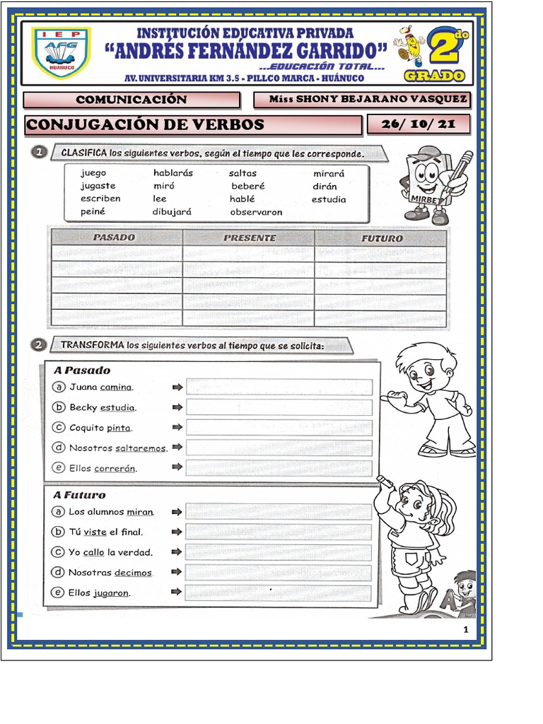 Ficha Conjugación Verbal Pdf