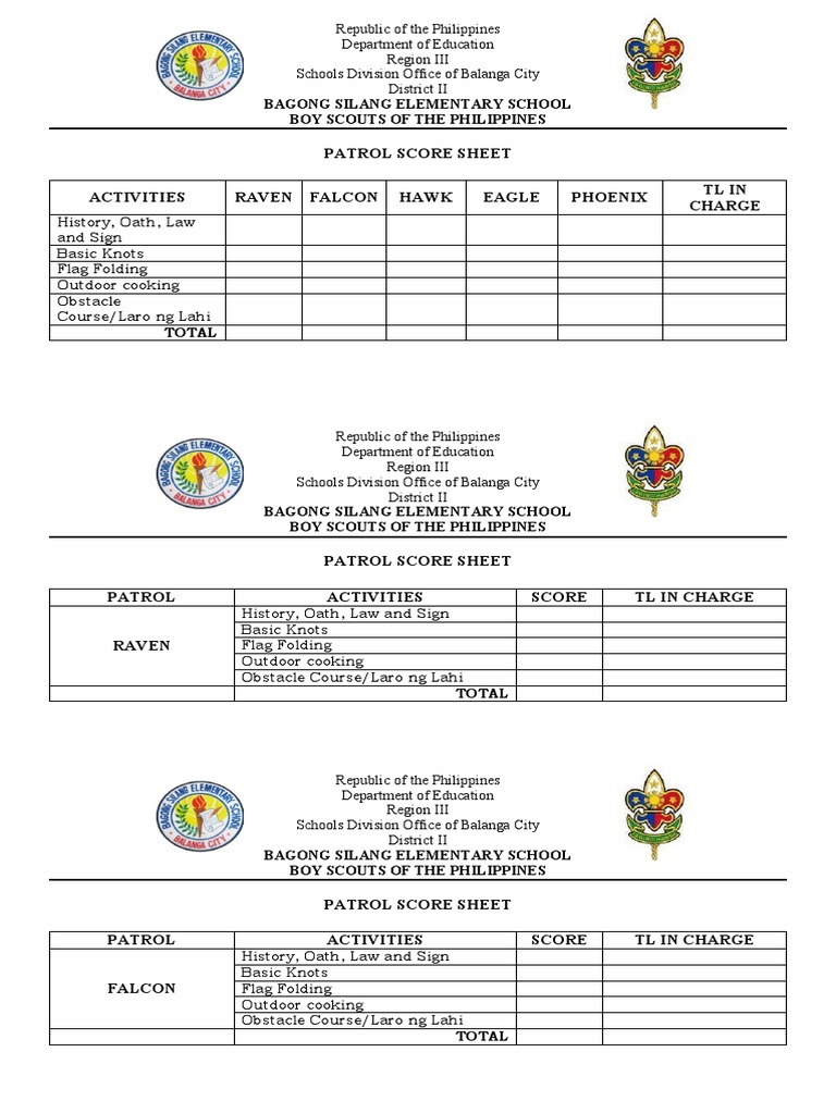 Patrol Score Sheet | PDF