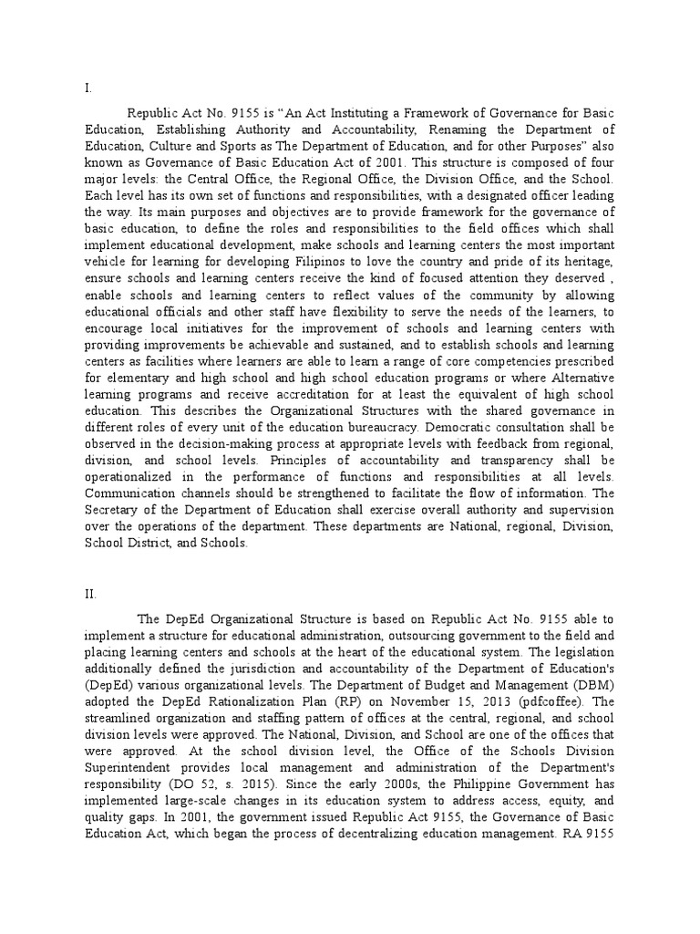 The DepEd Organizational Structure | PDF