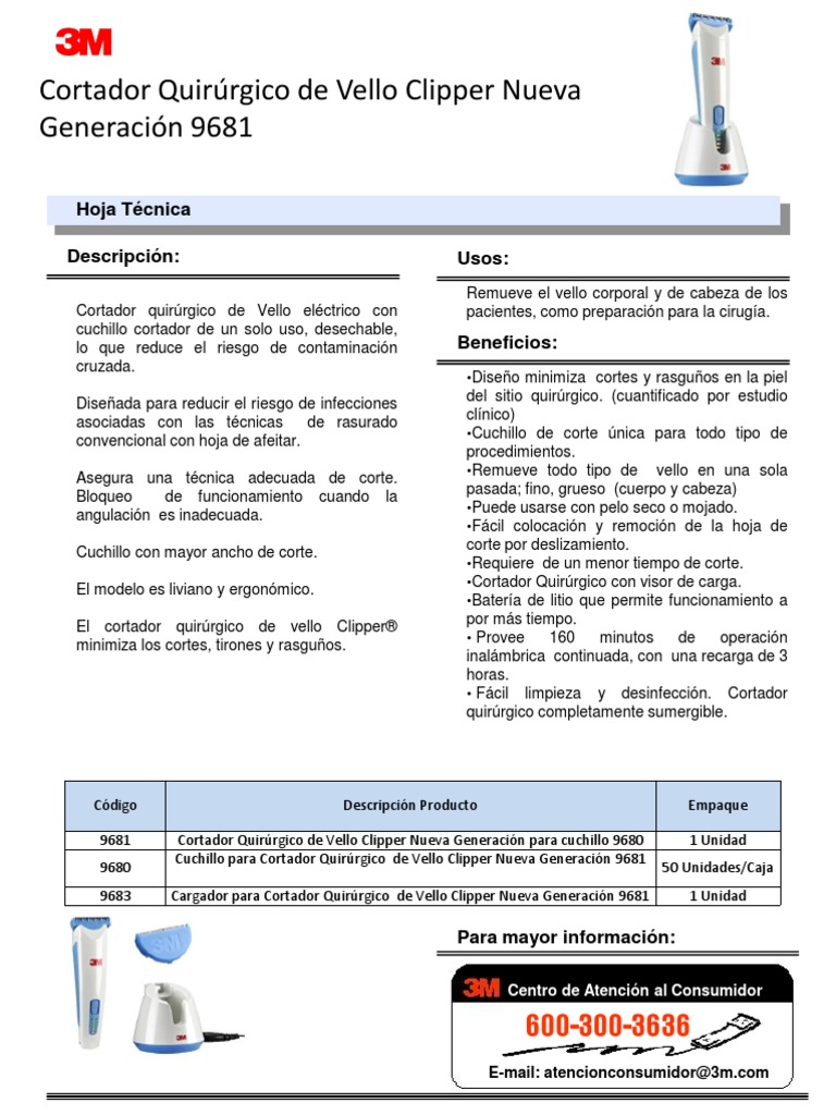 Cortador Quirúrgico 3m 9681 Ficha Tecnica | PDF | Cirugía