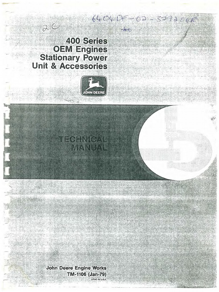 JD 6404 Workshop Manual Part 1 | PDF