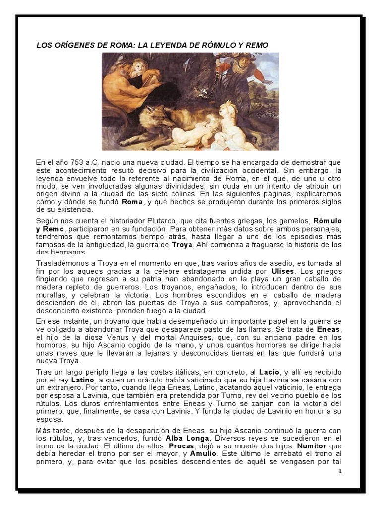Rómulo y Remo: Fundación de Roma | PDF