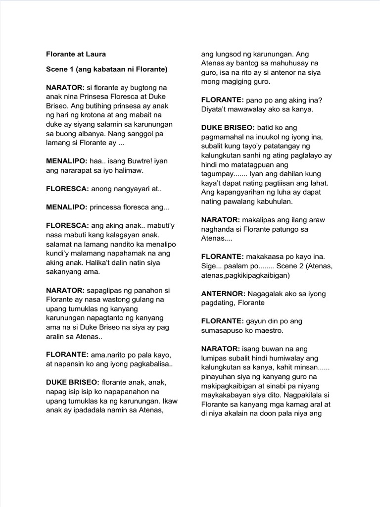 Florante at Laura Script | PDF