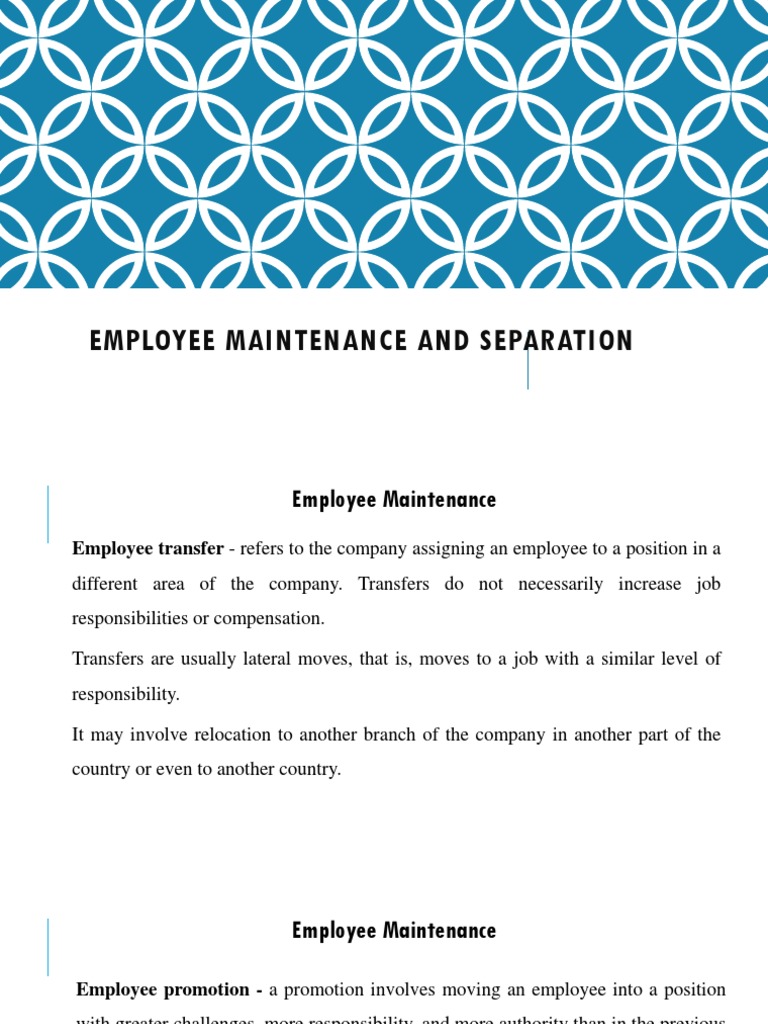 Chapter 5 - Supplementary Employee Maintenance & Separation | PDF ...