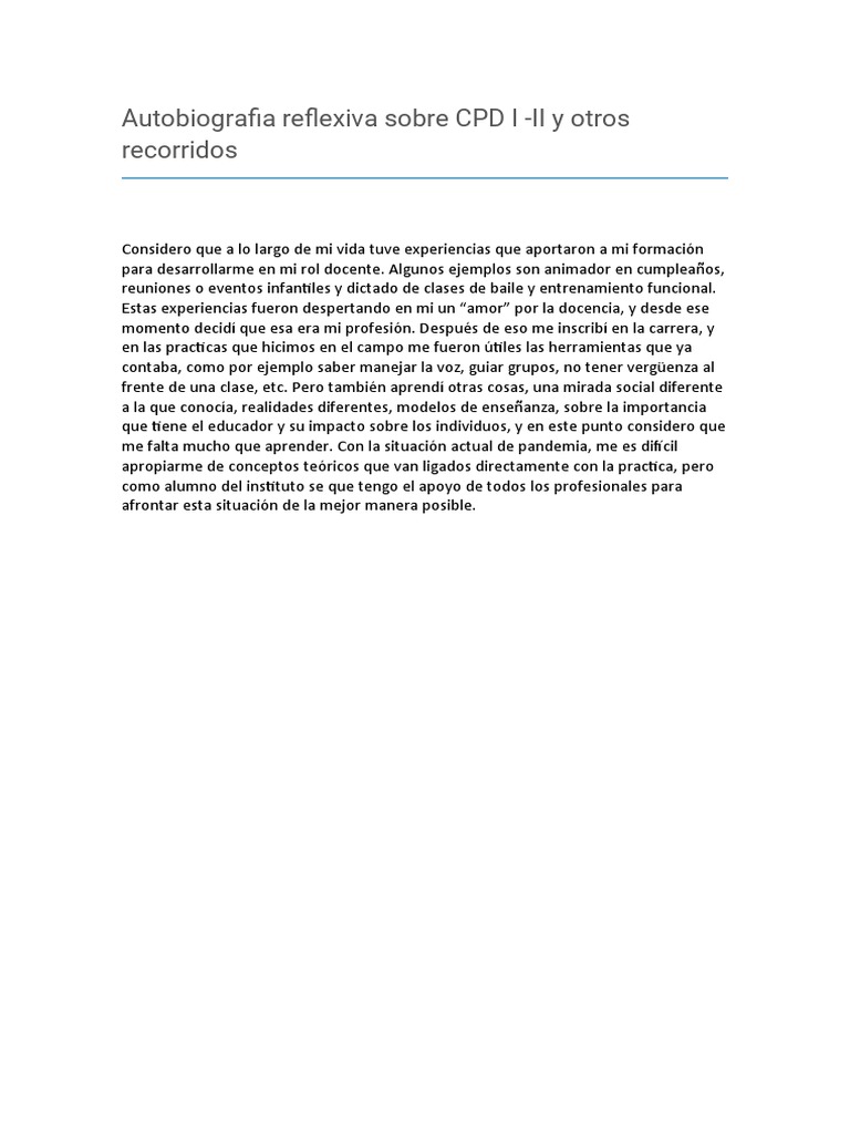 Autobiografia Reflexiva Sobre CPD I | PDF | Crecimiento personal y ...