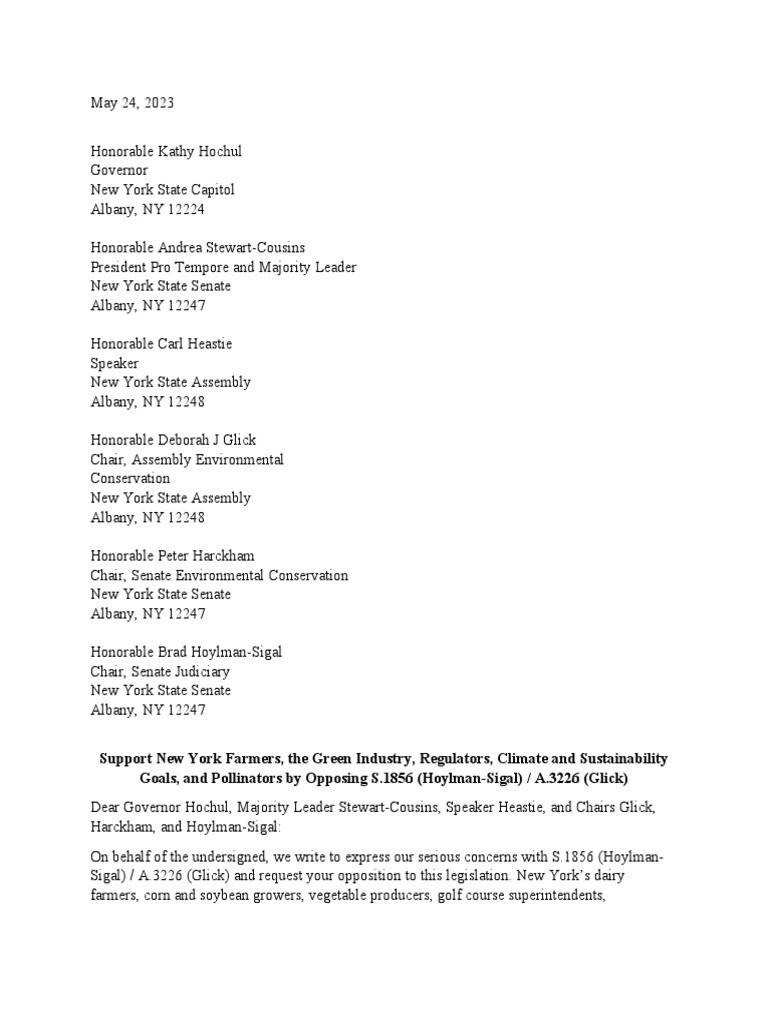 NY Coalition Letter | Download Free PDF | Pesticide | Agriculture