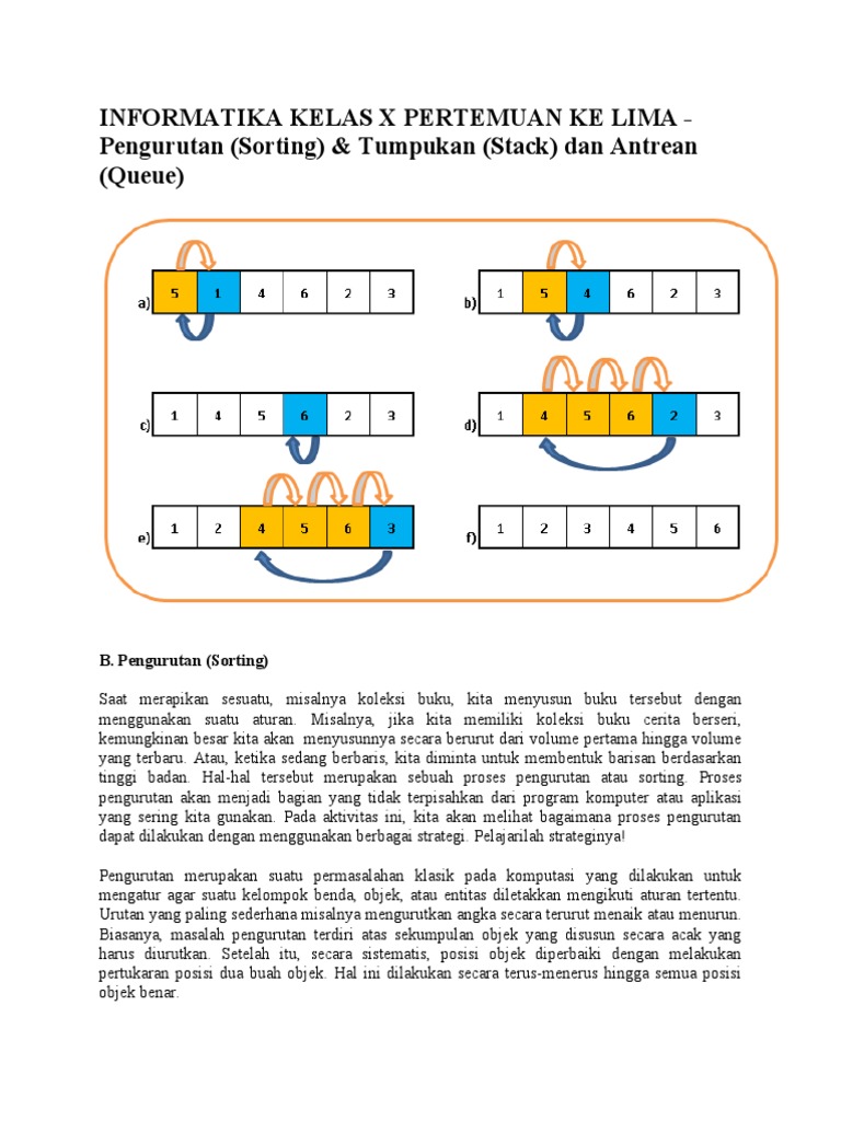 Pengurutan (Sorting) & Tumpukan (Stack) Dan Antrean (Queue) | PDF