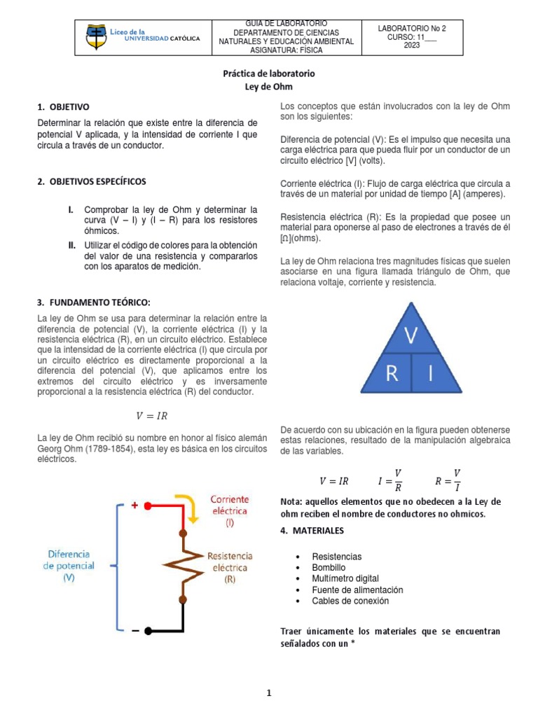 Guia De Laboratorio Ley De Ohm Pdf 4716