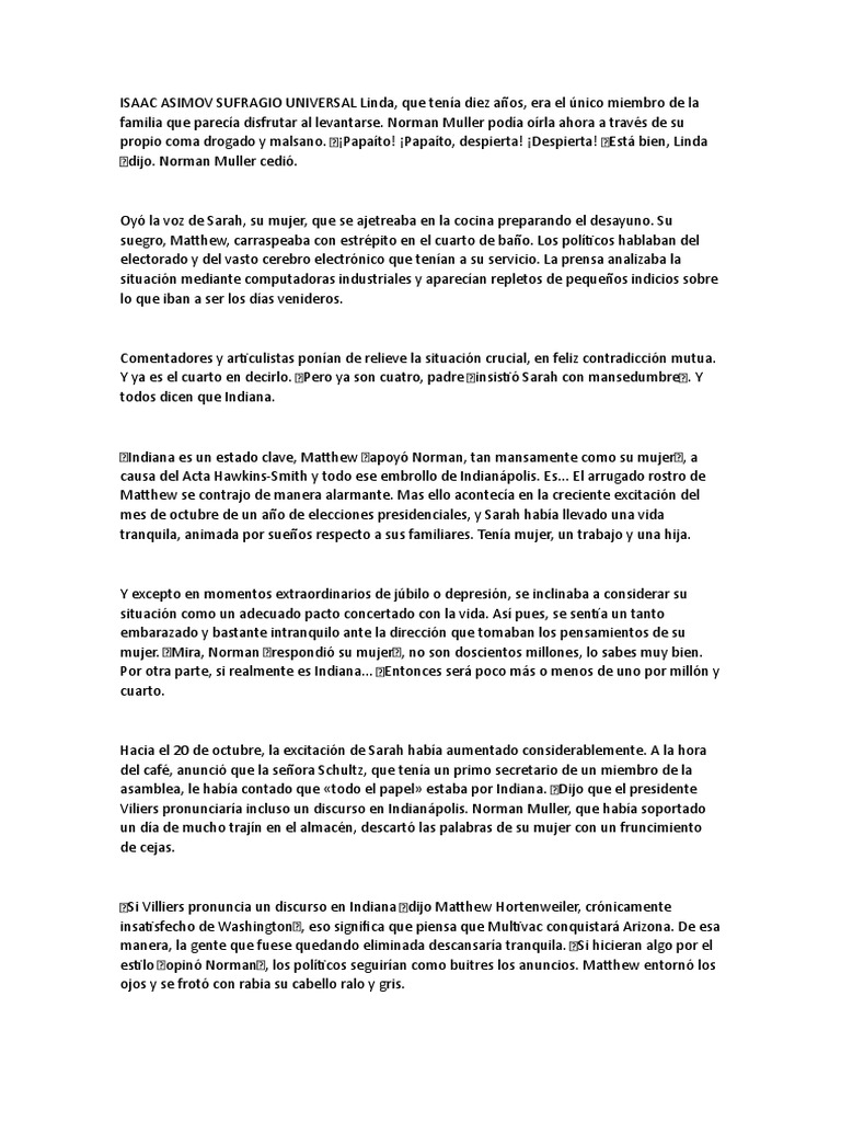 ISAAC ASIMOV SUFRAGIO UNIVERSAL Linda | PDF