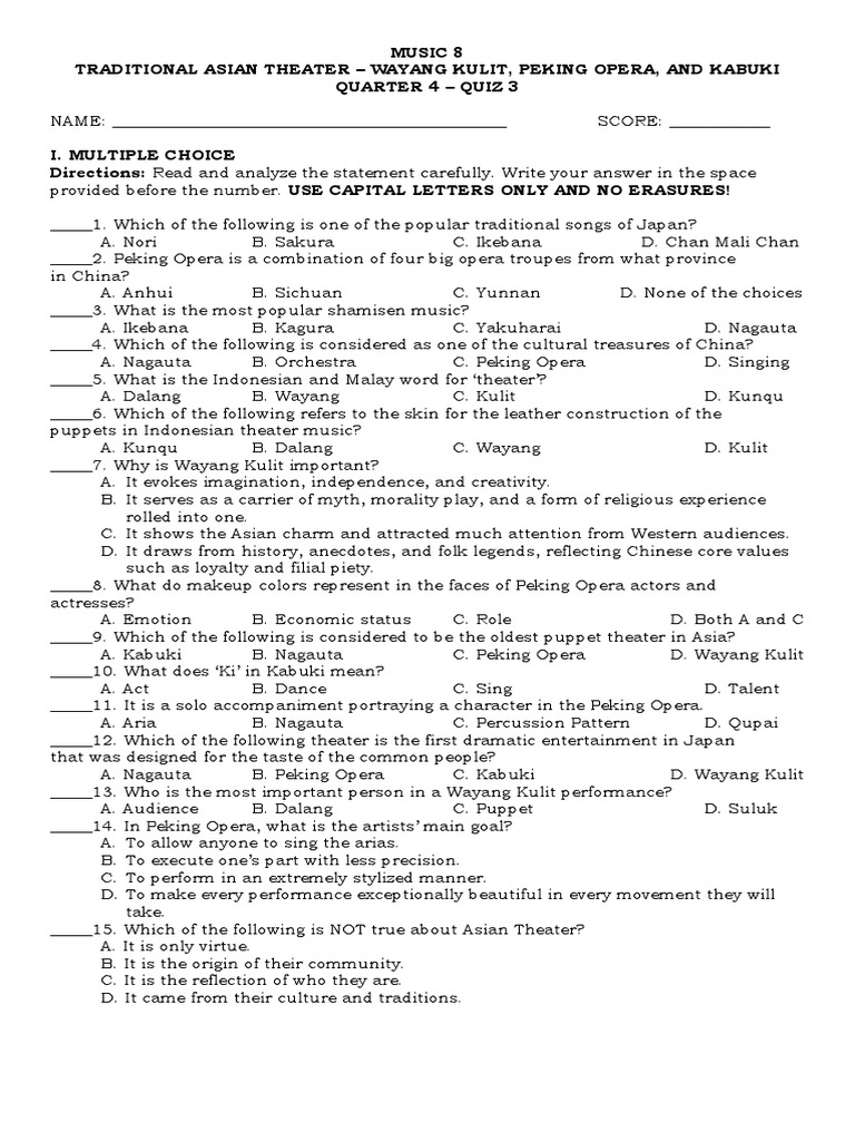 Q3traditional Asian Theater - Kabuki | PDF