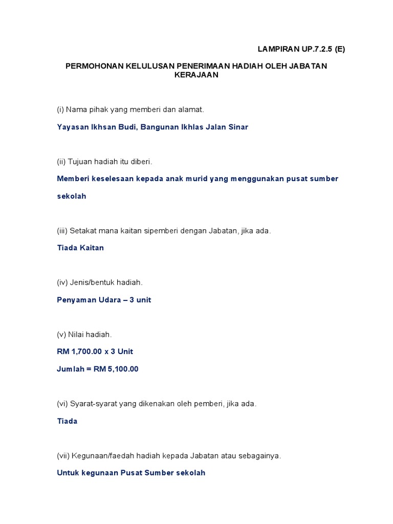 LAMPIRAN UP.7.2.5 (E) Kump 1 | PDF