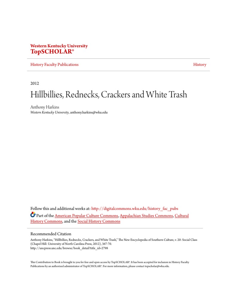 Hillbillies Rednecks Crackers and White Trash | PDF | Travel
