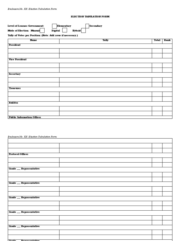 School Election Tabulation Form | PDF