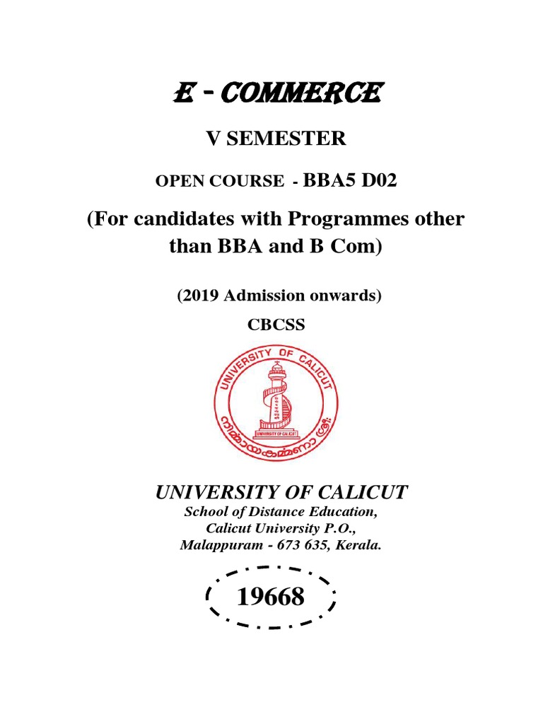 E - Commerce: V Semester | PDF