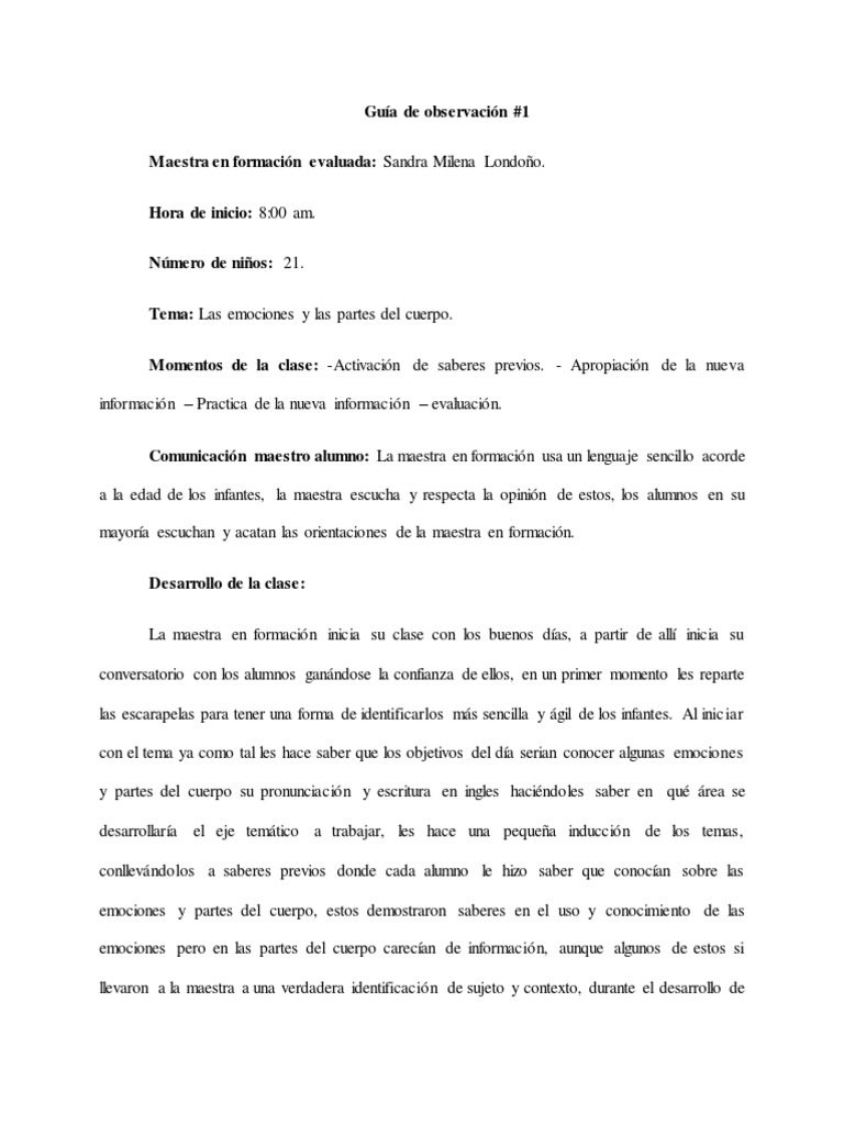 Guía de Observaciones Ingles 1 - 2 Edison | PDF | Conocimiento ...