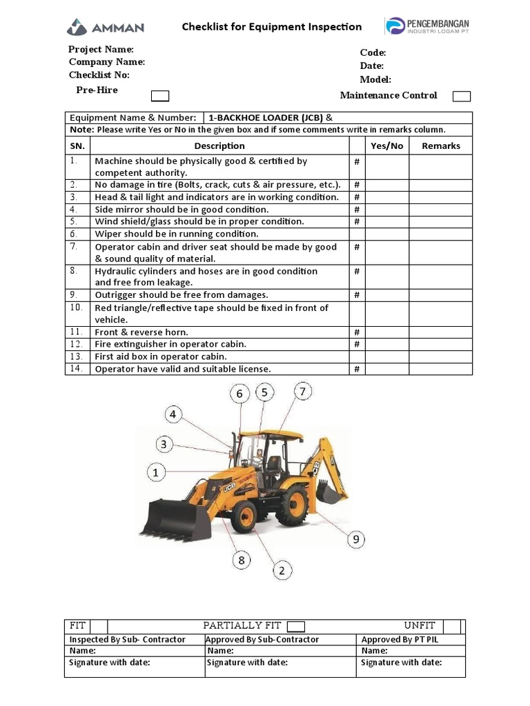 Equipment Inspection Checklist Template | PDF | Electrical Connector ...