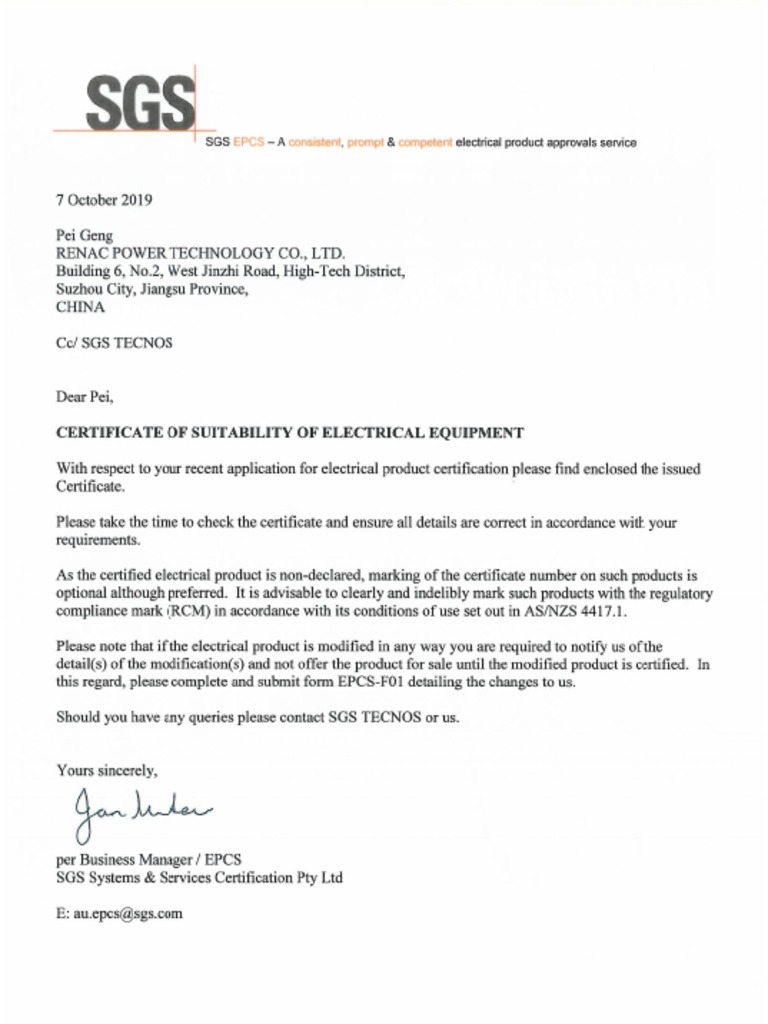 NAC4-8K-DS AS4777 Certificate | PDF