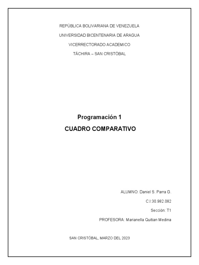 Cuadro Comparativo Programacion | PDF Cuadro Comparativo Programacion | PDF