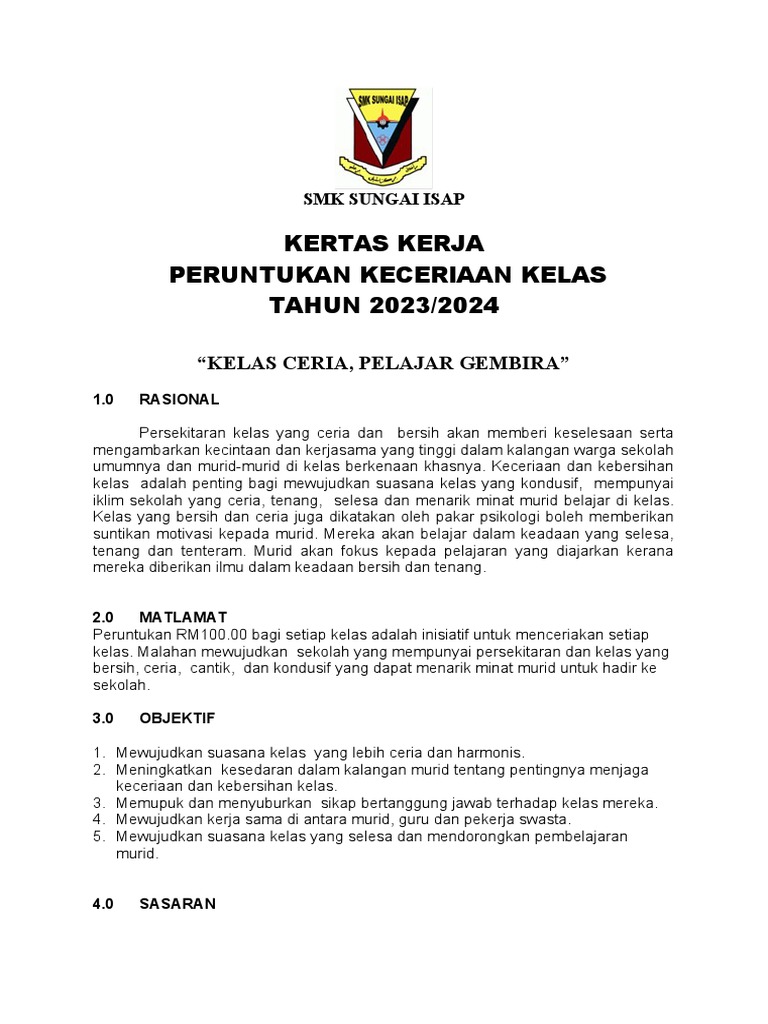Kertas Kerja Keceriaan Kelas | PDF