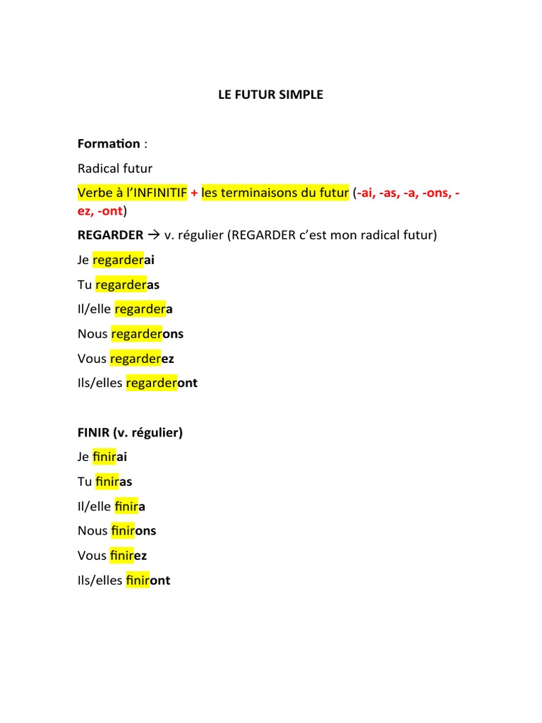 Formation du futur simple en français | PDF | Arts du langage et ...
