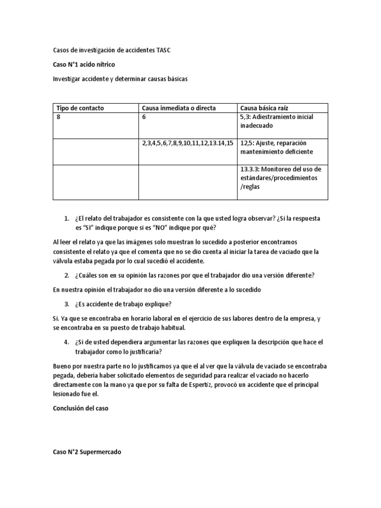 Casos de Investigación de Accidentes TASC | PDF
