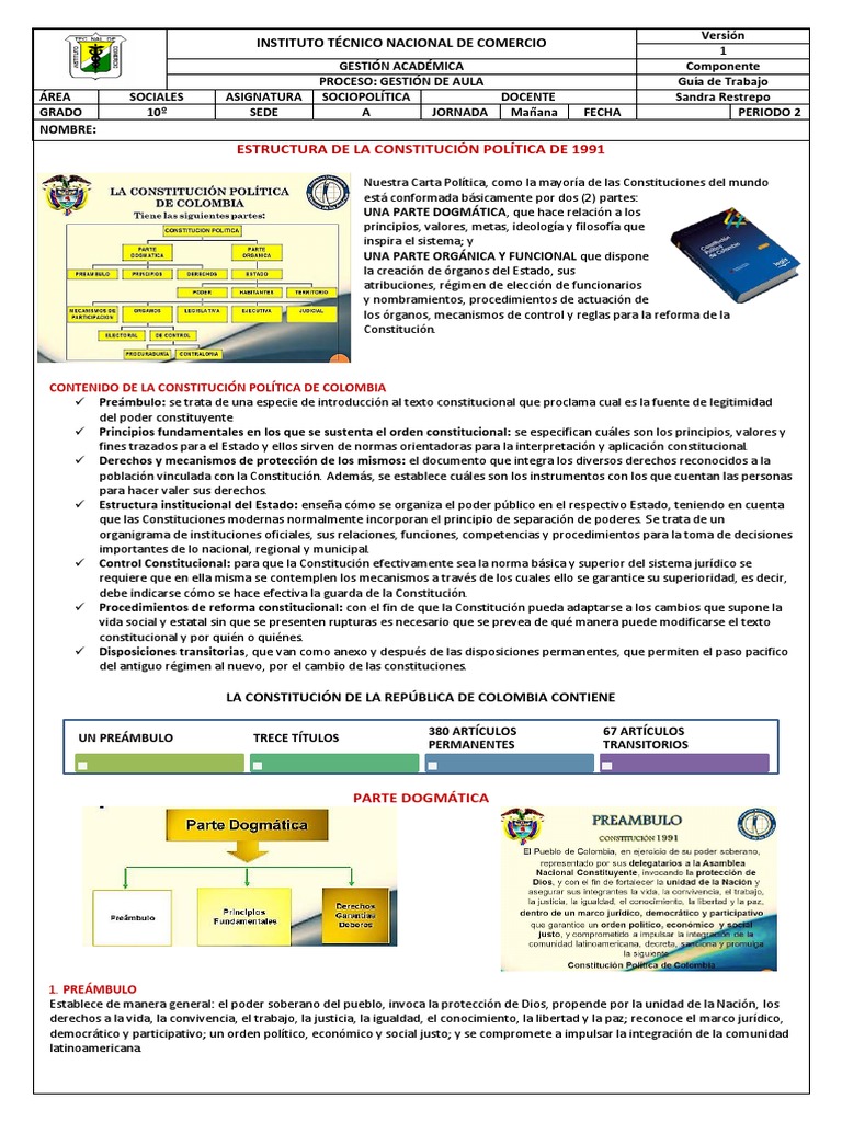 Guia 1 Estructura de La Constitución Política | PDF | Constitución ...