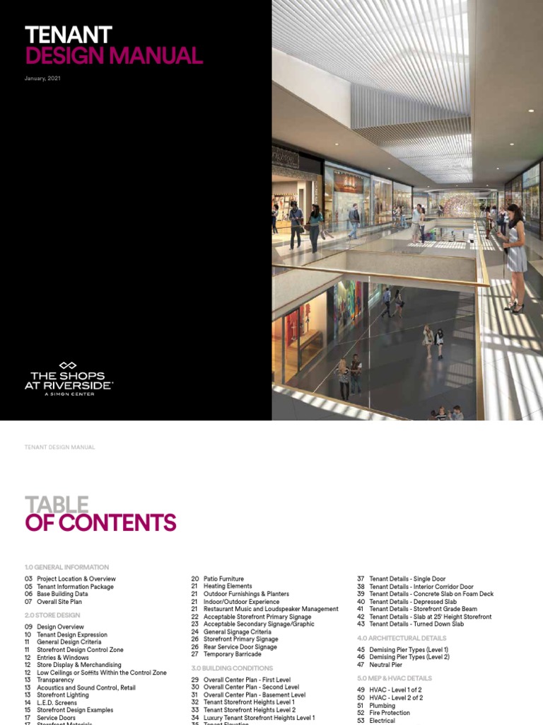 Tenant Design Manual for Shops at Riverside | PDF | Lighting | Window