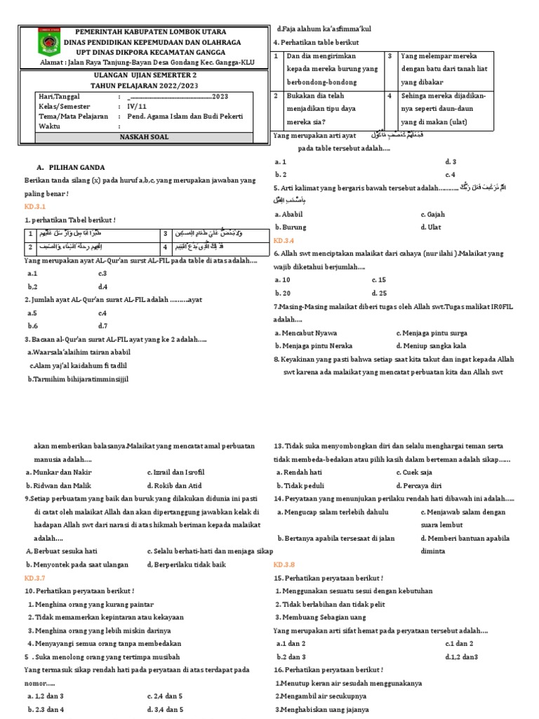 Soal KLS Iv SMT Ii | PDF
