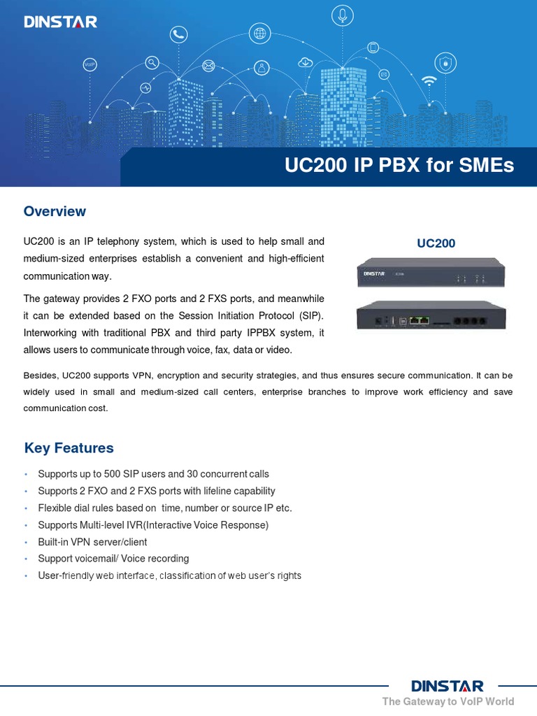 UC200 IP PBX for SMEs | PDF | Session Initiation Protocol | Voice Over Ip