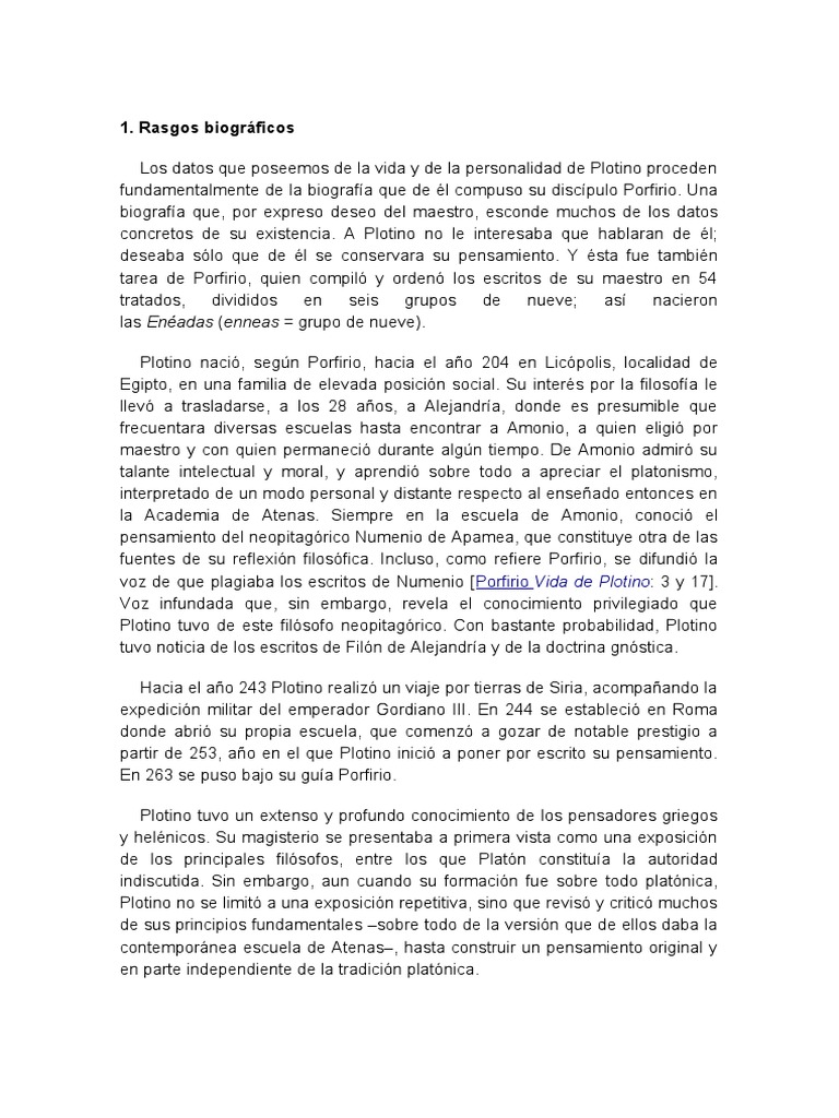Biografía y Filosofía de Plotino | PDF | neoplatonismo | Platón