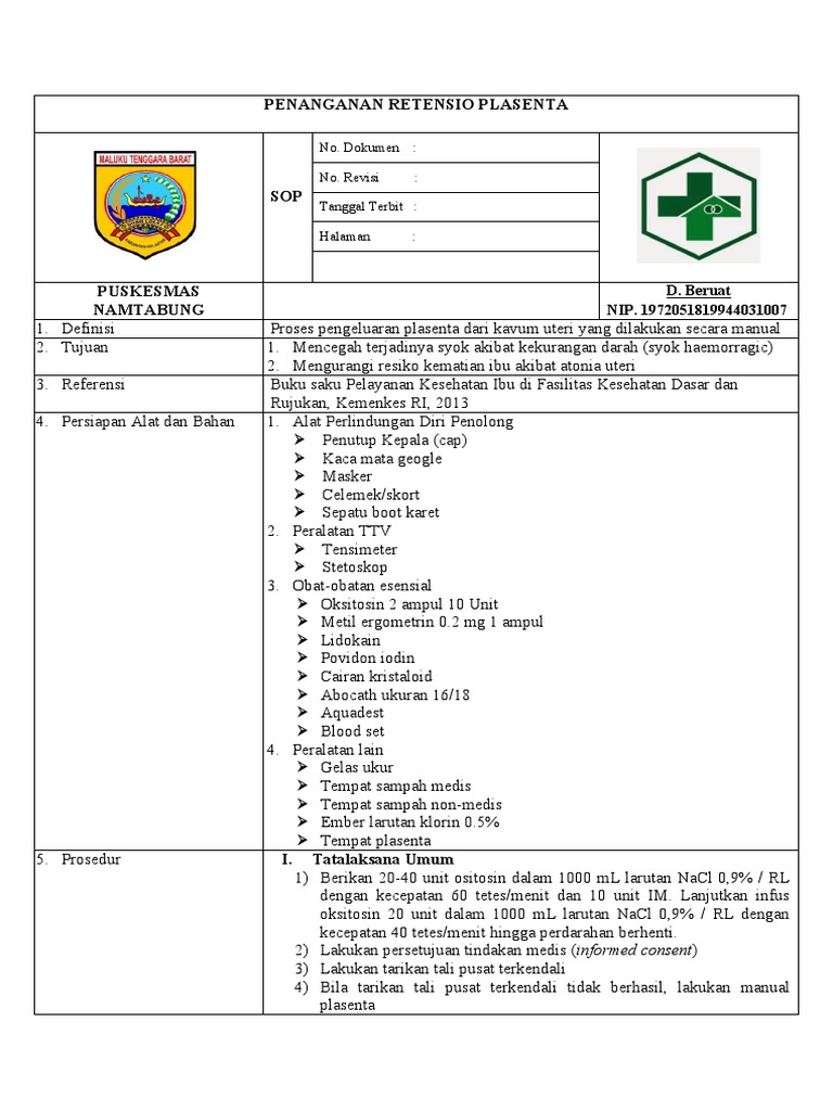 SOP HPP-retensio Plasenta | PDF
