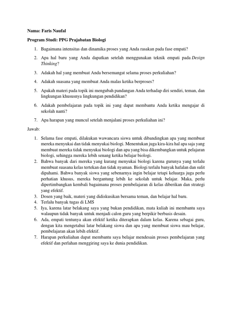 Design Thinking Aksi Nyata Fase Empati (Faris Naufal) | PDF