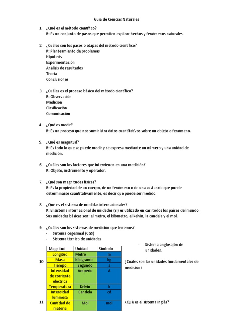 Guía de Ciencias Naturales 7° Grado | PDF | Medición | Importar