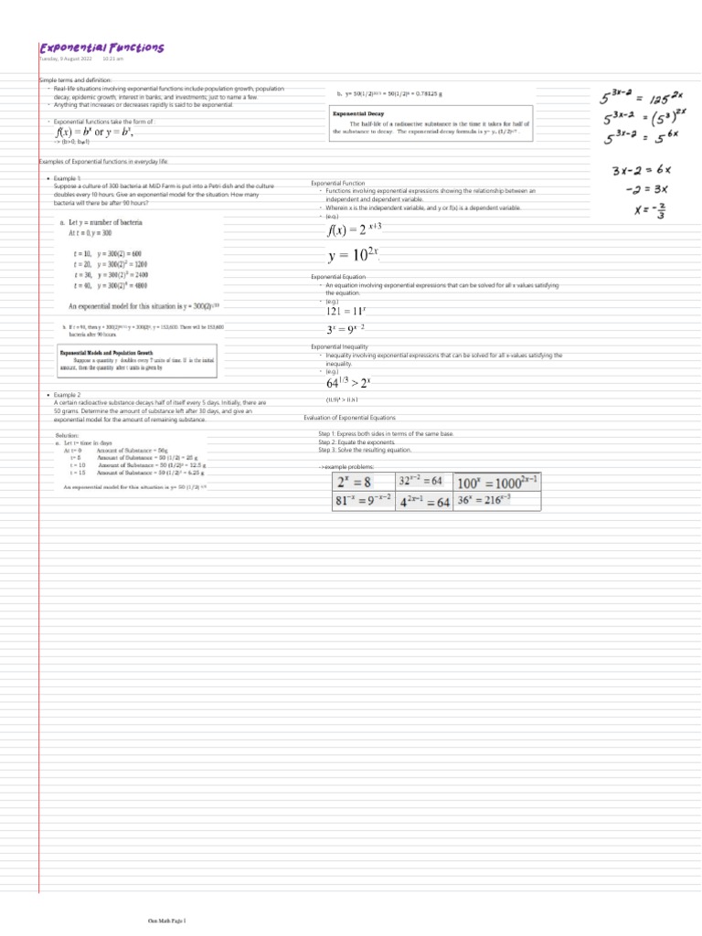 Exponential Functions | PDF | Exponential Function | Equations Exponential Functions | PDF | Exponential Function | Equations