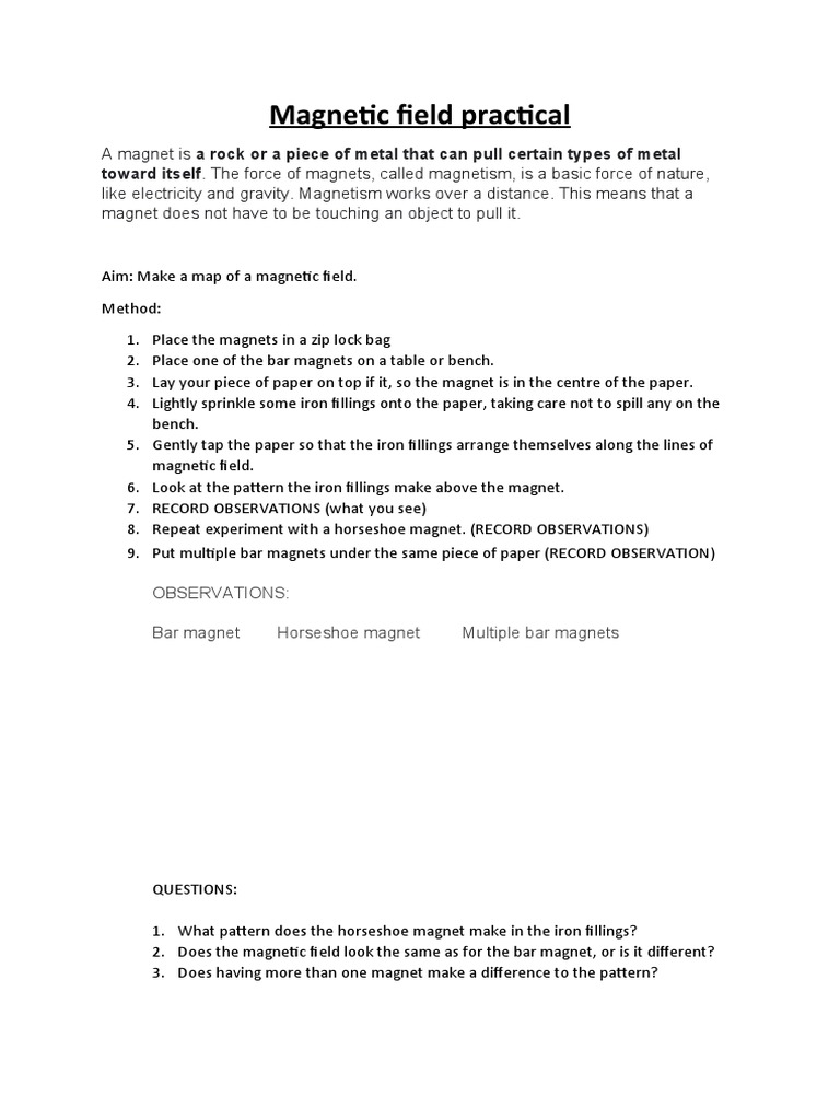 Magnetic field practical | PDF