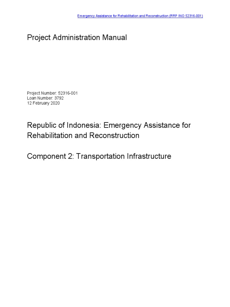 Emergency Assiatance For Rehab52316-001-Pam-En - 1 | PDF | Asian Development Bank | Infrastructure