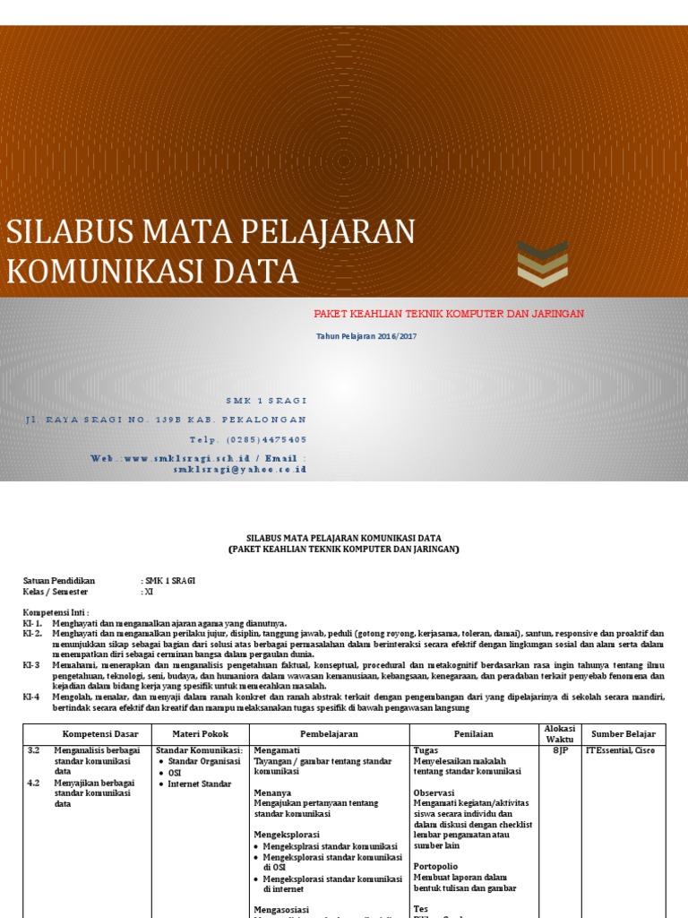 Silabus Komunikasi Data SMK 1 Sragi | PDF