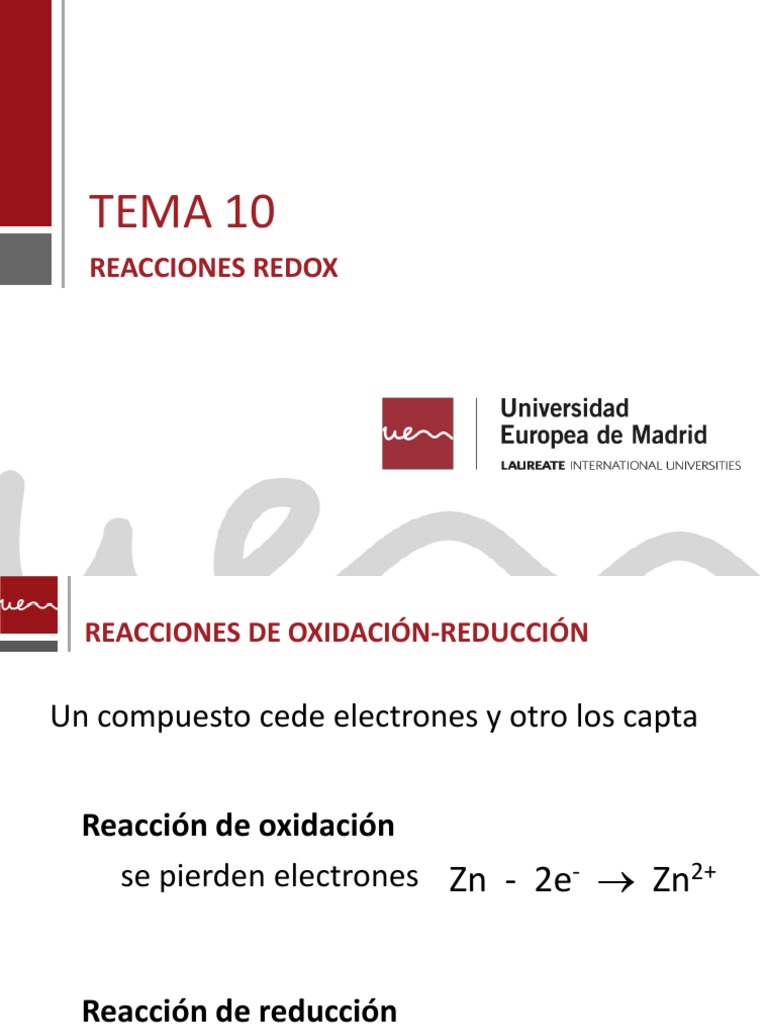 Tema 10 Redox | PDF | Redox | Ciencias fisicas