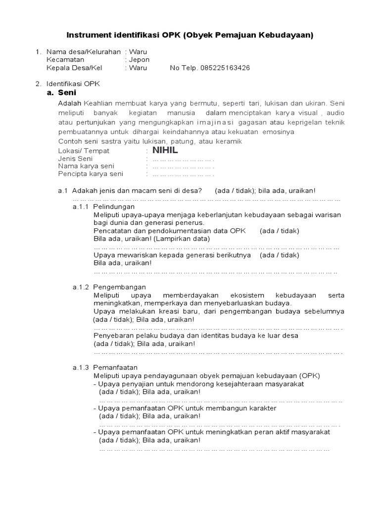 Identifikasi Obyek Pemajuan Kebudayaan Waru | PDF