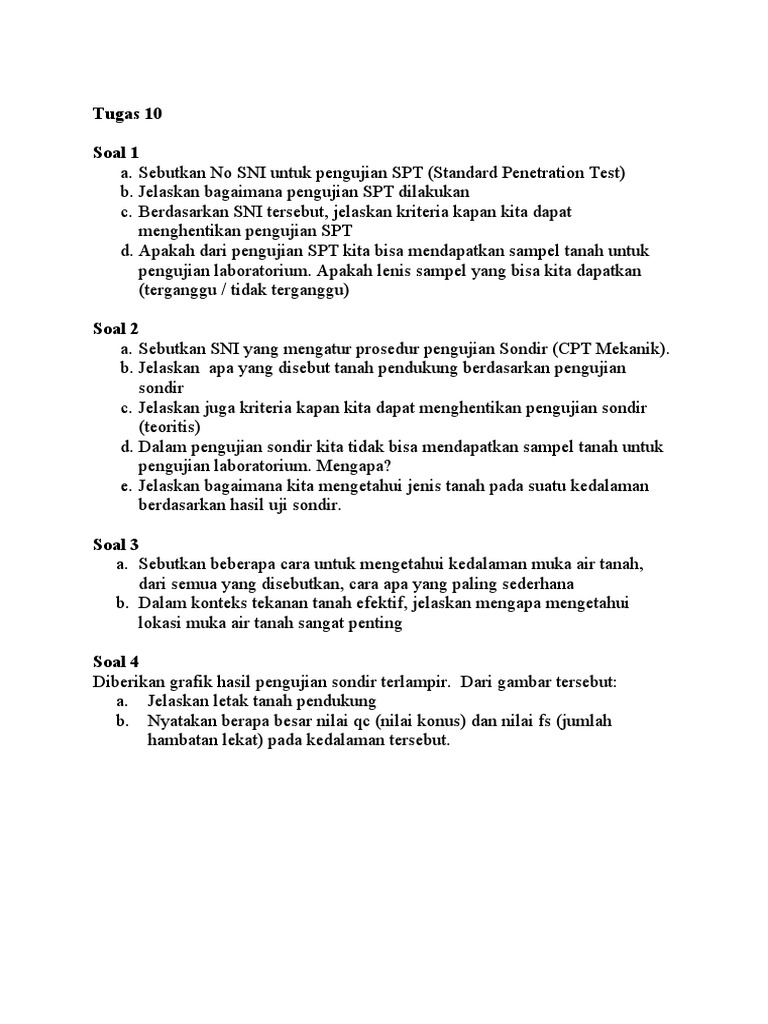 Tugas 12 Uji Lapangan SPT Dan CPT | PDF