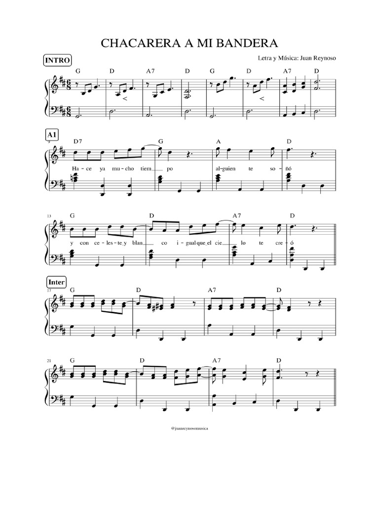 CHACARERA A MI BANDERA (Partitura Letra y Acordes) | PDF