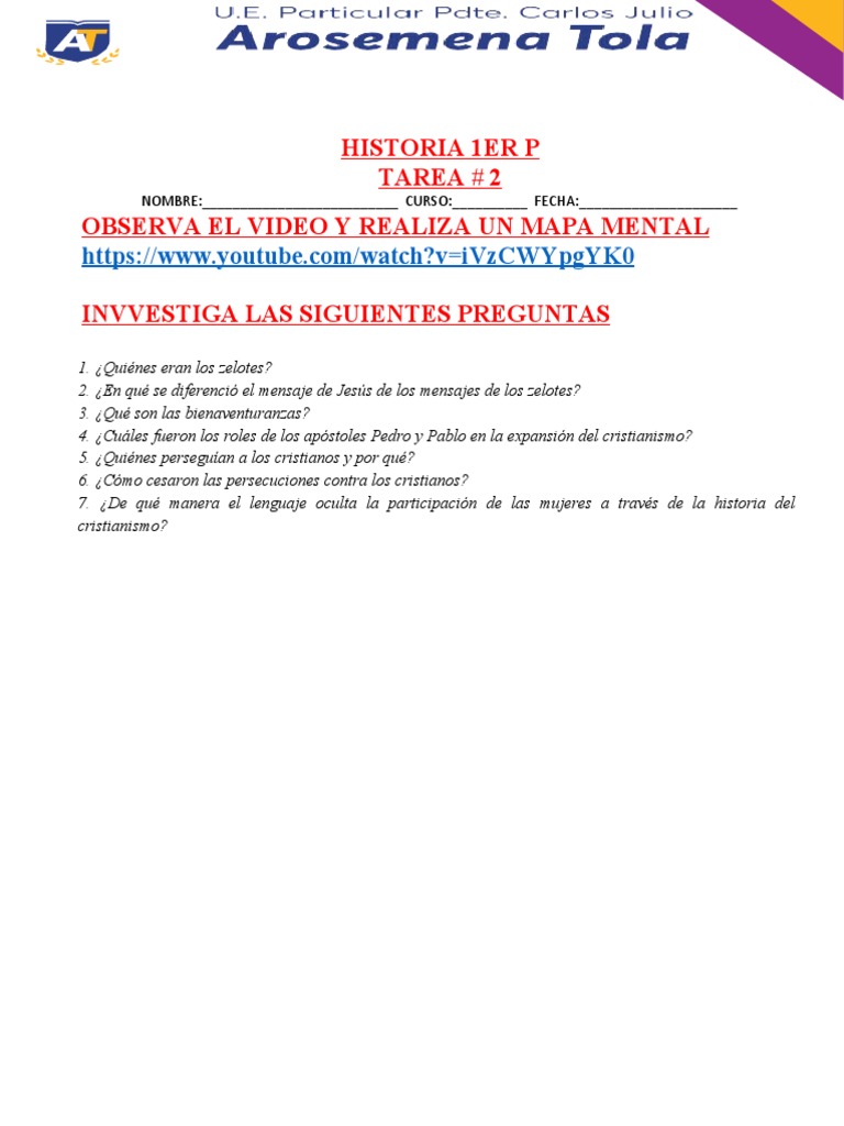 2do Bgu Tarea 2 Historia | PDF