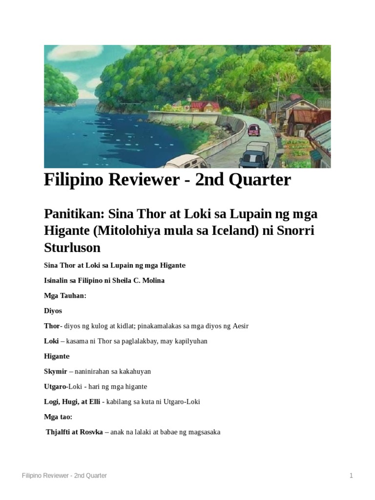 Filipino - Reviewer - 2nd - Quarter - Grade 10 | PDF