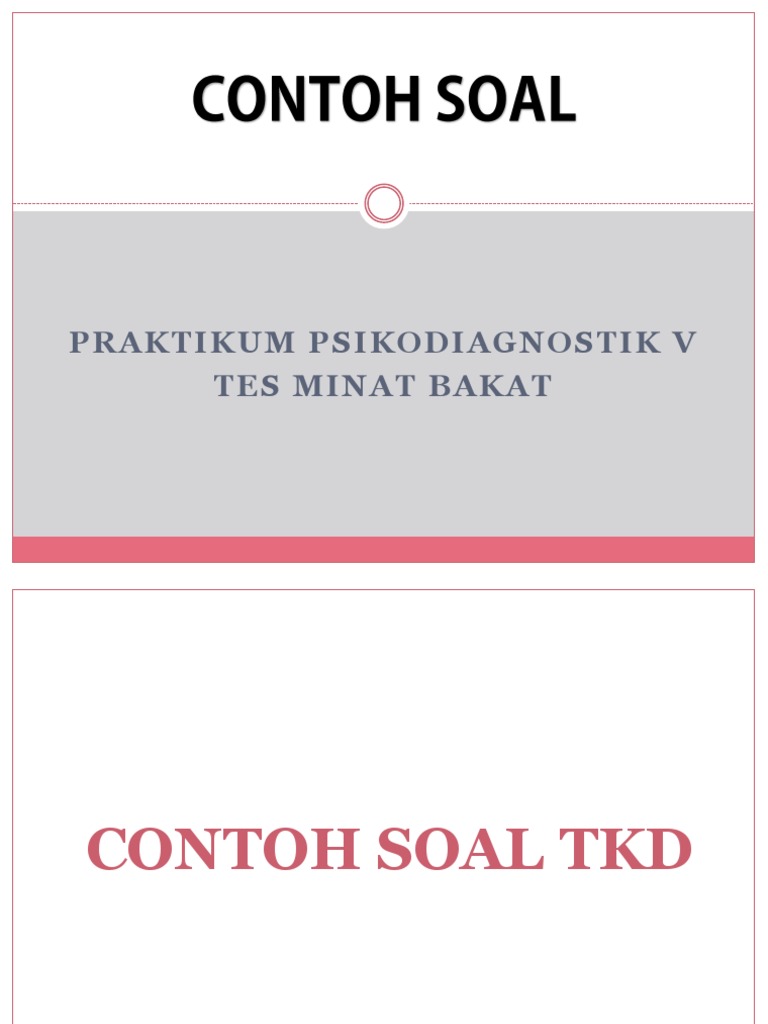 Contoh Soal TKD, Rmib Dan TKF | PDF | Metode & Bahan Ajar
